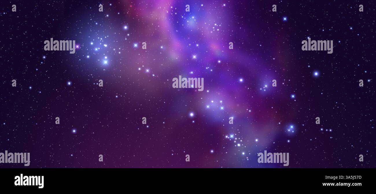 Cosmic Illustration in Vibrant Purple Shades Featuring Clusters of ...