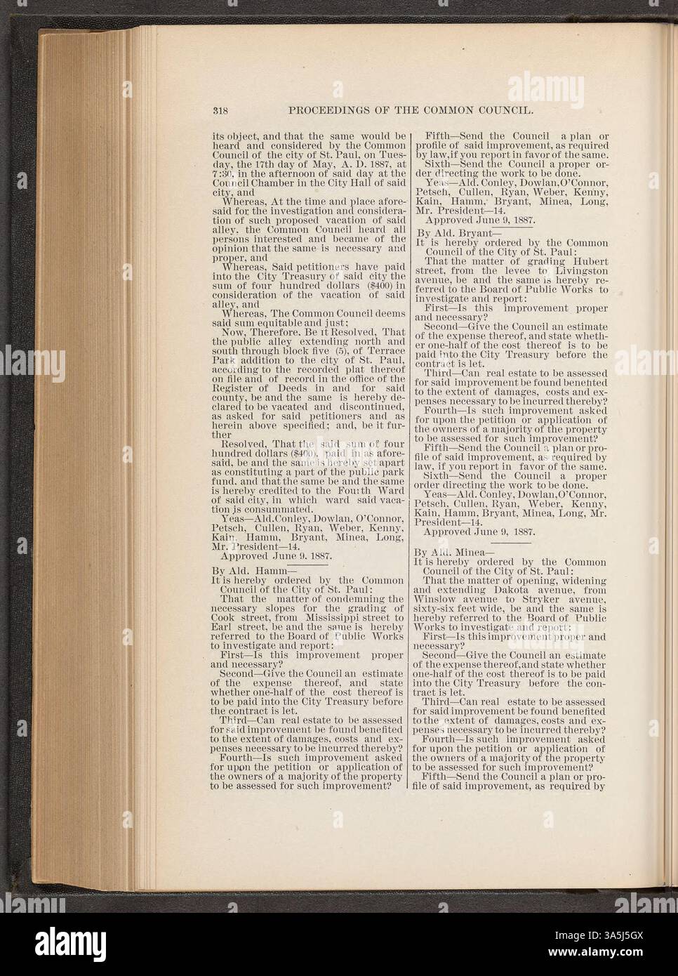 The official proceedings from the Saint Paul City Council for 1887 document legislative ...
