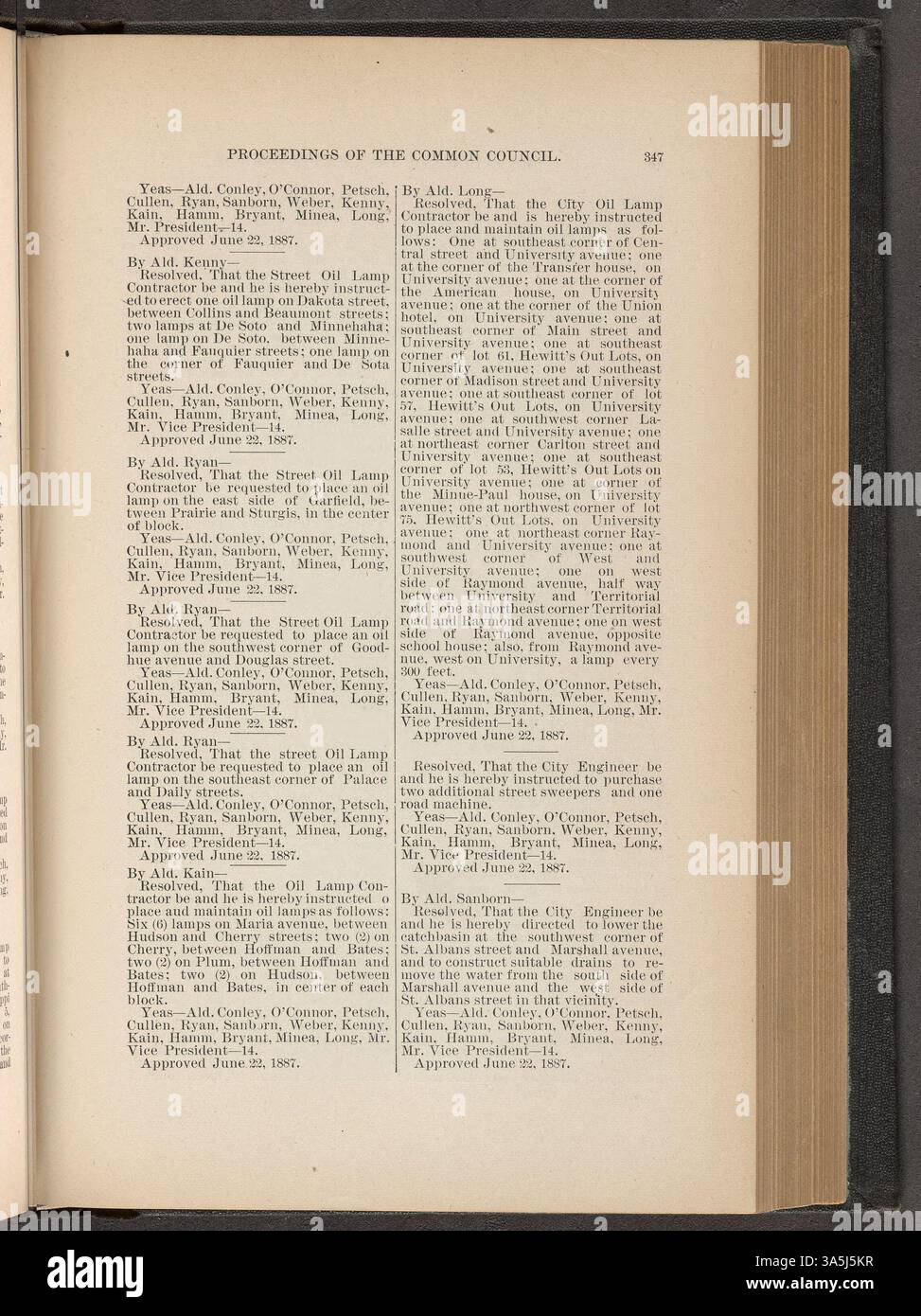 The 1887 minutes of the Saint Paul City Council document key decisions ...
