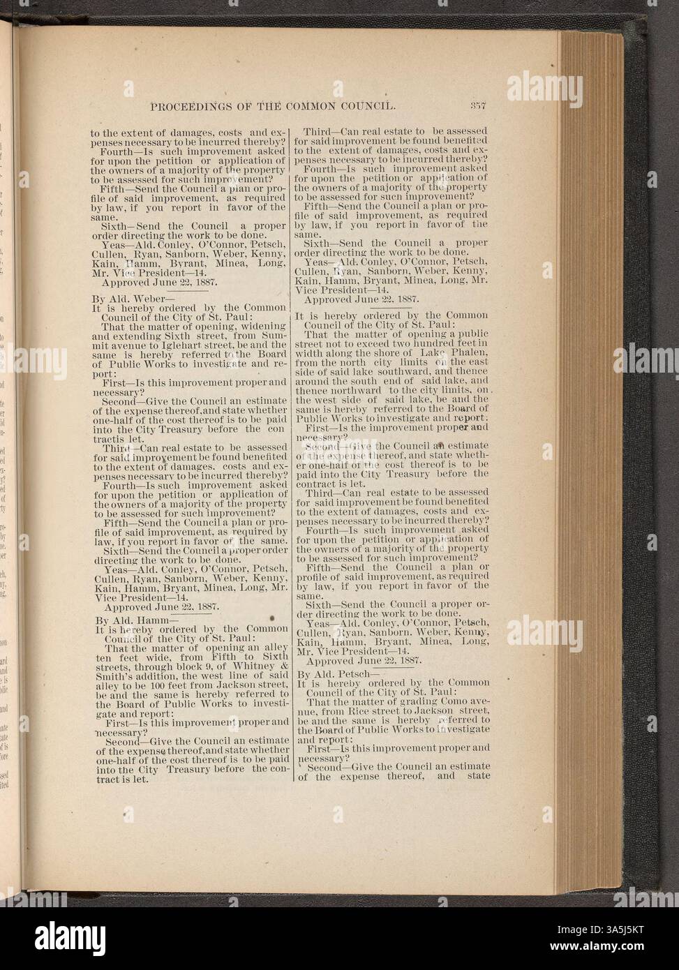 This volume of Saint Paul City Council proceedings from 1887 captures the official records of ...