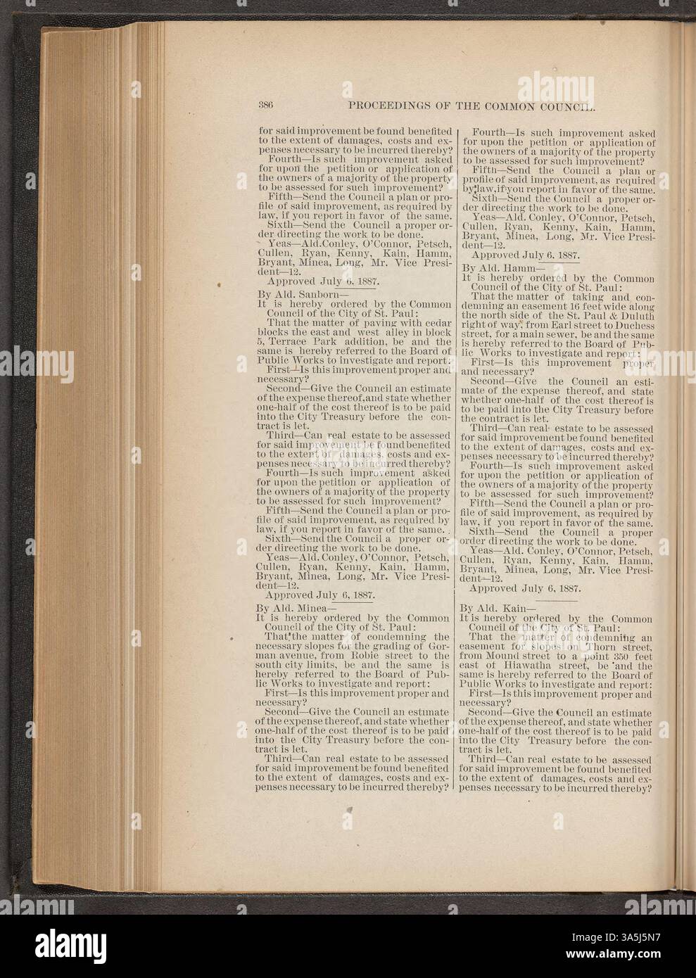 This record of the 1887 Saint Paul City Council proceedings captures the city's legislative ...