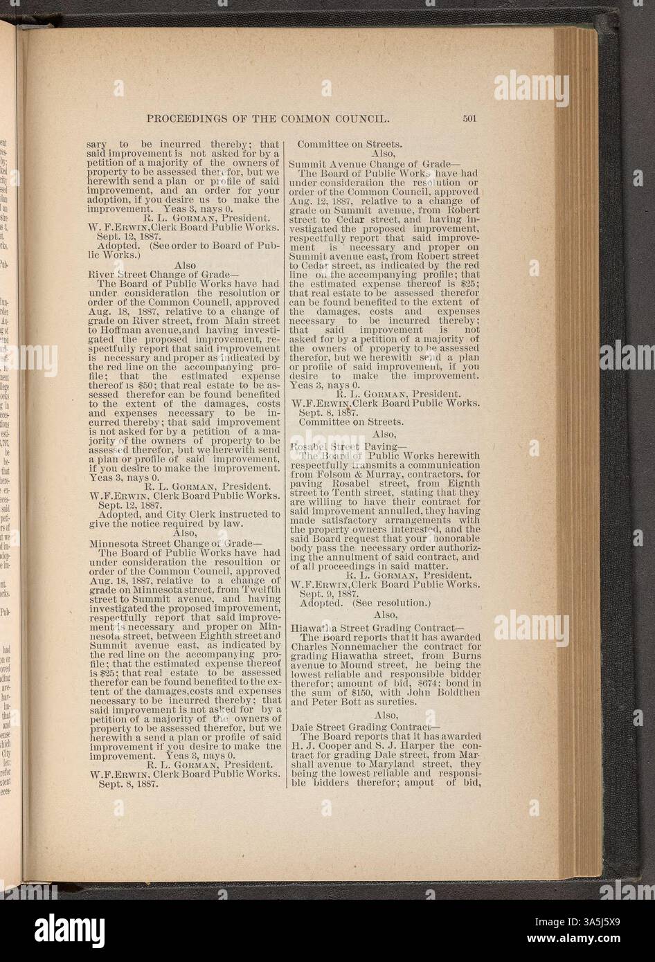 The document presents the official record of the Saint Paul City Council’s activities in 1887 ...