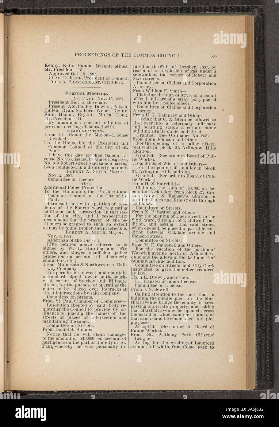 The 1887 minutes of the Saint Paul City Council document ordinances ...