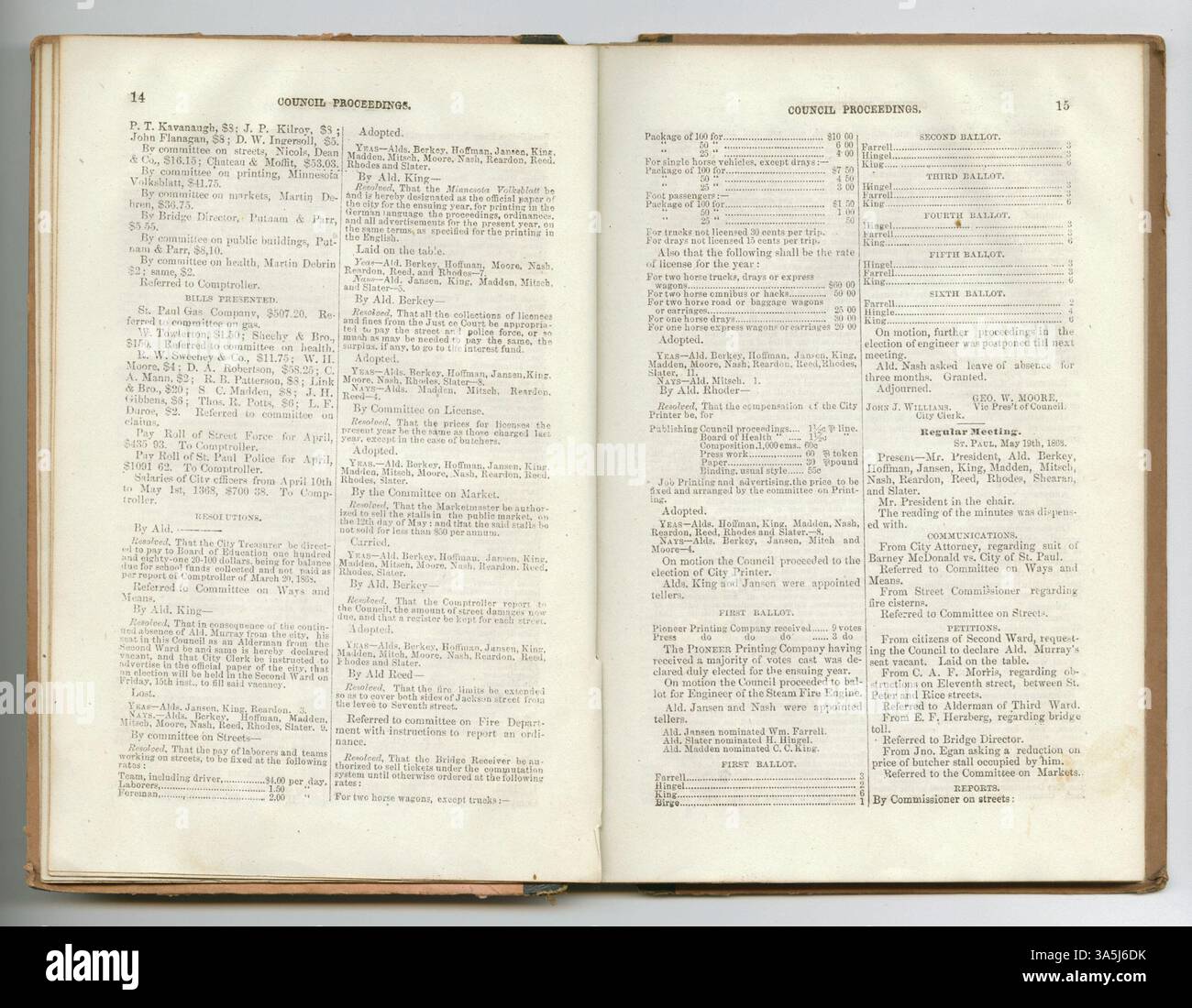 The proceedings record the activities of the St. Paul Common Council during 1868-1869, detailing ...