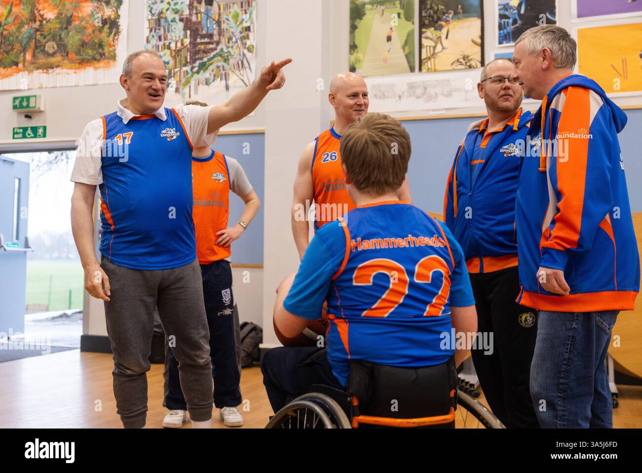 Knaresborough, UK. 23 MAR, 2025. Ed Davey meets the team as the Liberal ...