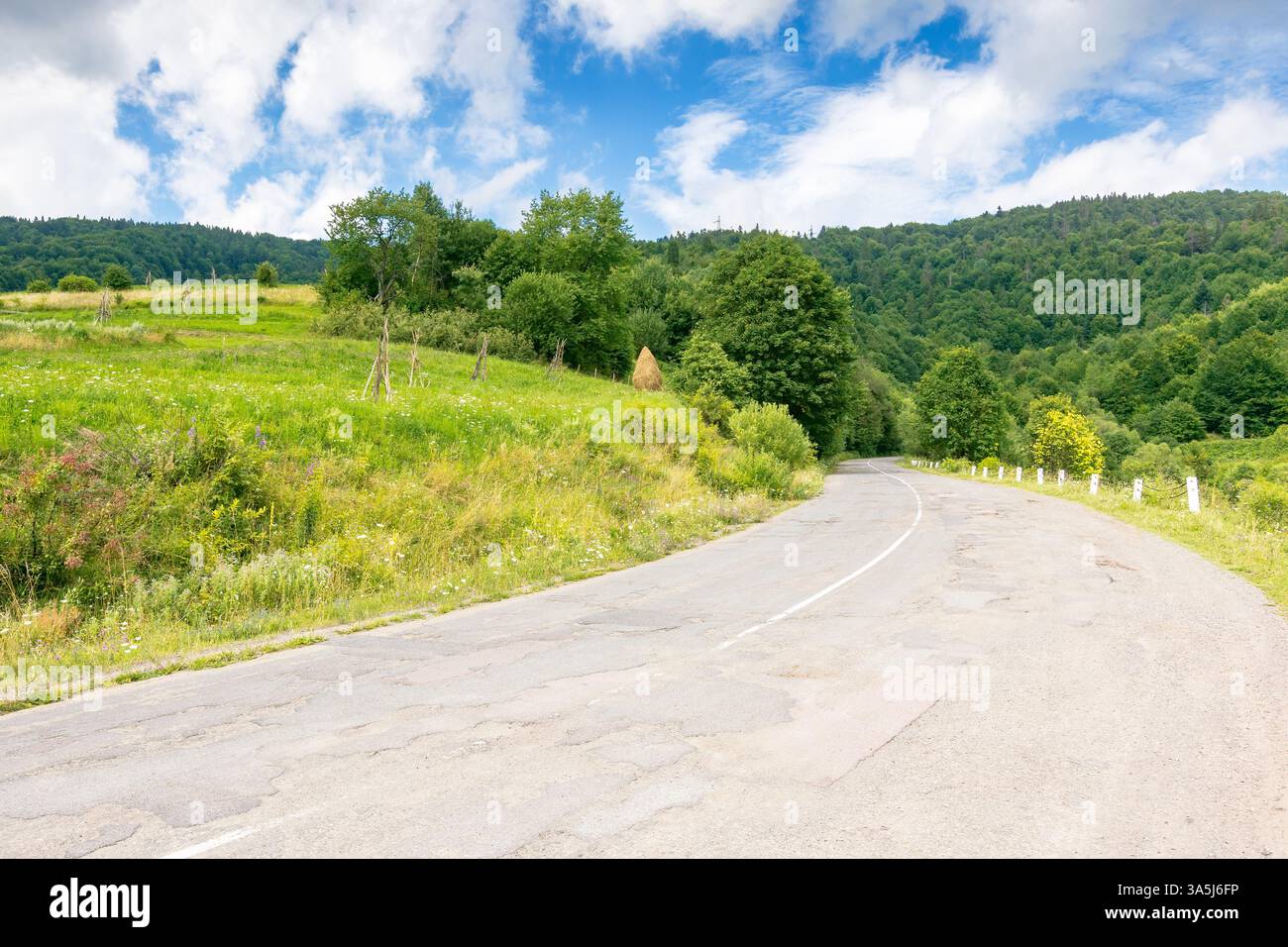 road through mountain landscape in summer. countryside nature of europe ...