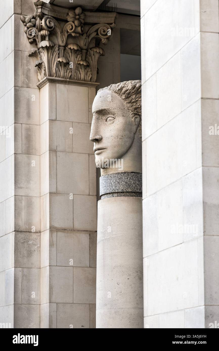 'Angel Head' sculpture of head on a plinth by Emily Young at Juxon ...