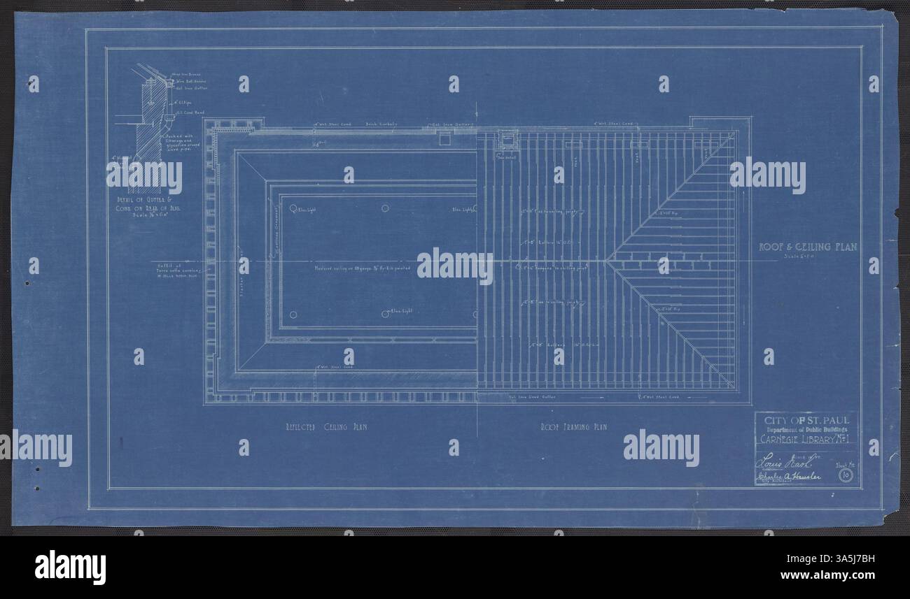 Blueprints for the roof and ceiling of the original 1916 Saint Anthony ...