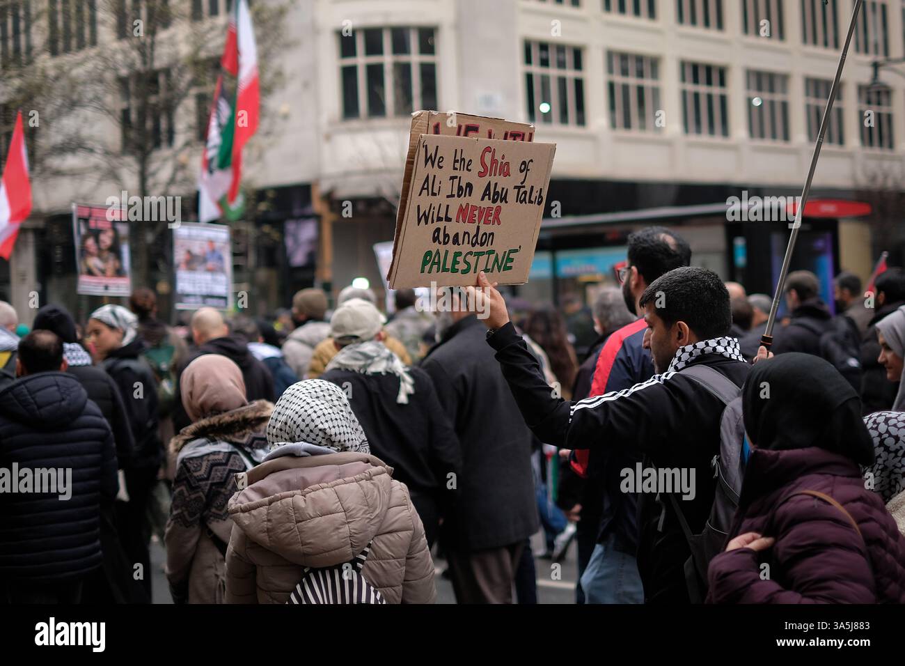 London, UK. 23rd March 2025. Protesters march through Central London ...