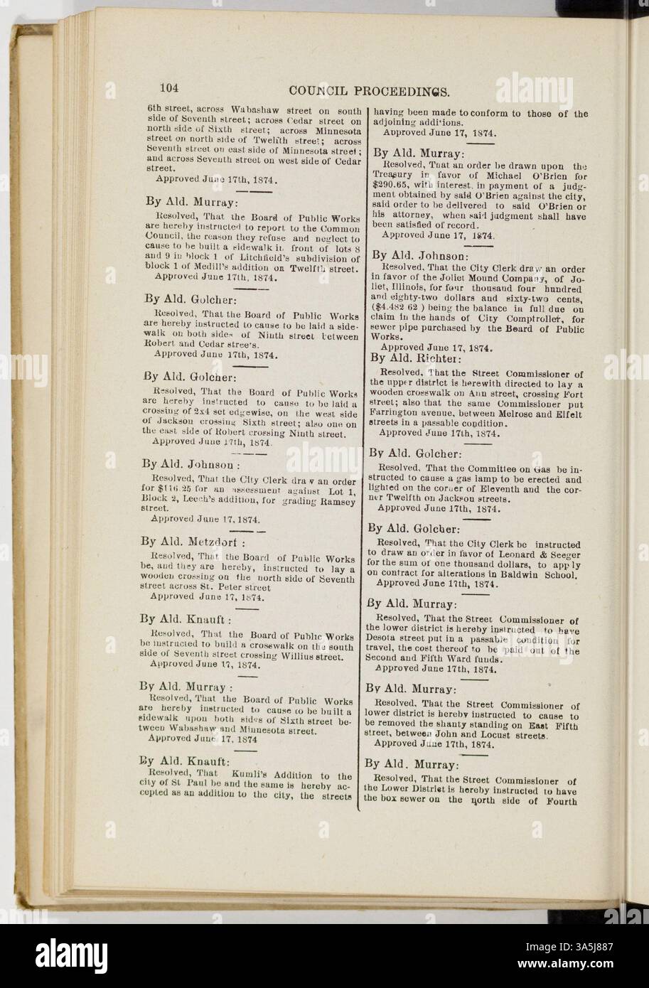 The book documents st pauls city council proceedings hi-res stock photography and images - Alamy