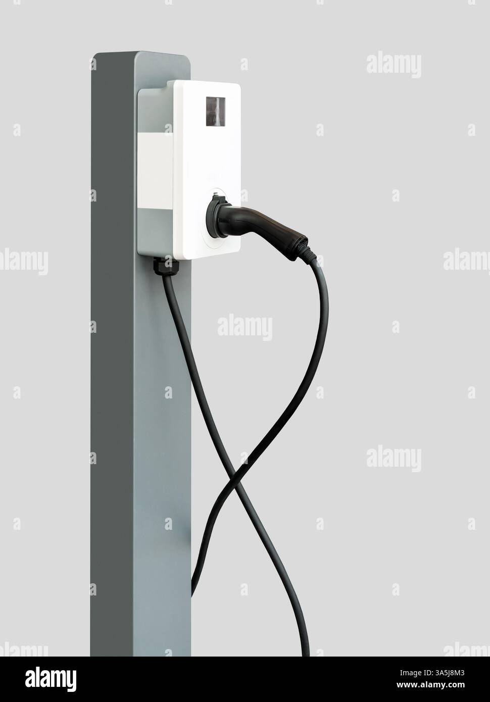 Isolated EV charging station with connector and cable Stock Photo - Alamy