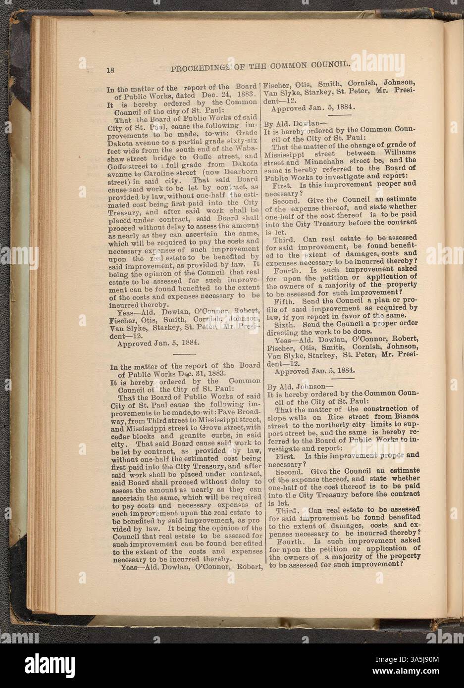 The official minutes of the 1884 saint paul common council hi-res stock ...