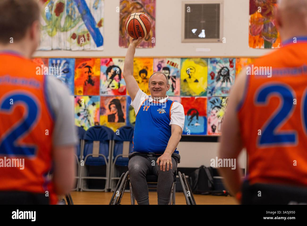 Knaresborough, UK. 23 MAR, 2025. Ed Davey practices throwing as the ...