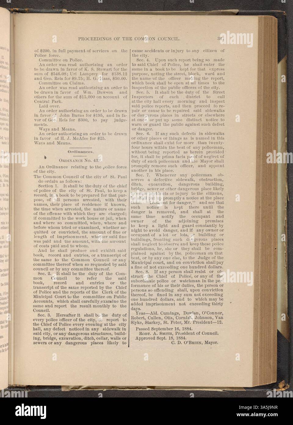 The 1884 minutes of the Saint Paul Common Council preserve the ...