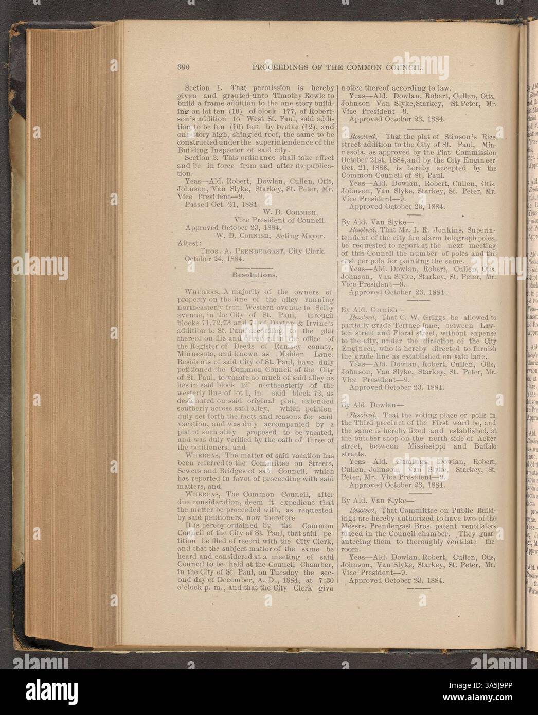 Minutes from the 1884 Common Council of Saint Paul, providing insight ...
