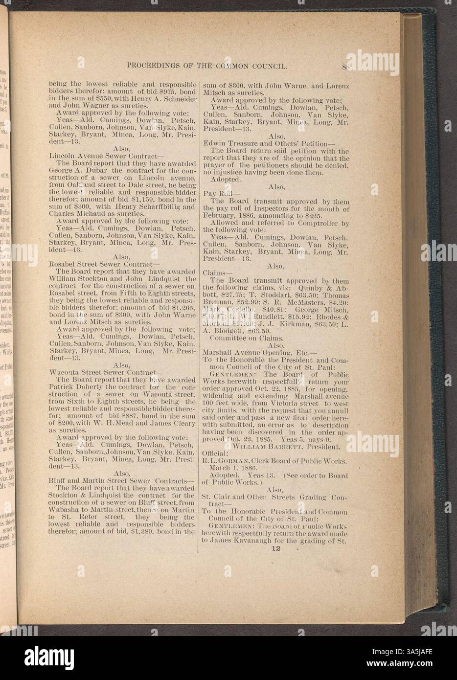 The official records of the Common Council meetings from 1886 in Saint Paul document the city's ...