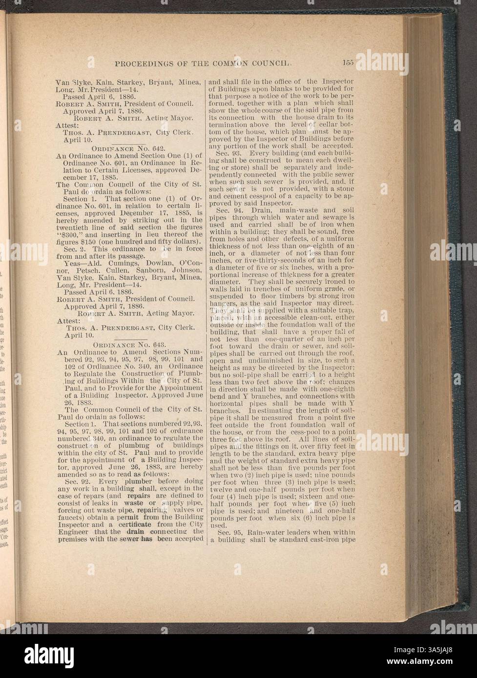 The 1886 minutes from the common council of saint paul hi-res stock ...