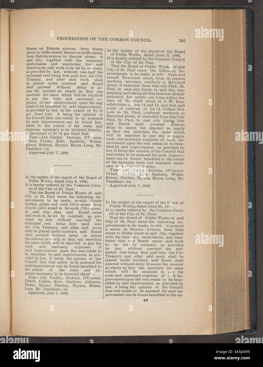 Official record of the Saint Paul City Council's activities for 1886, detailing the decisions ...