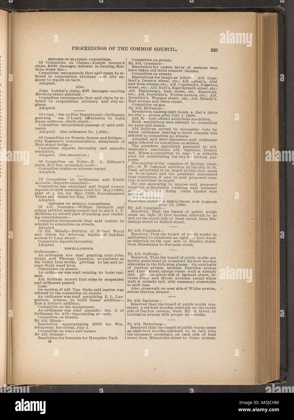 The minutes from the 1890 City Council meetings in Saint Paul provide a ...