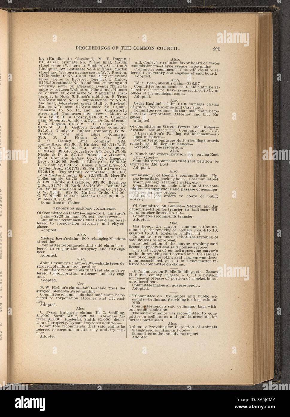 Official records from the 1890 saint paul city council hi-res stock ...