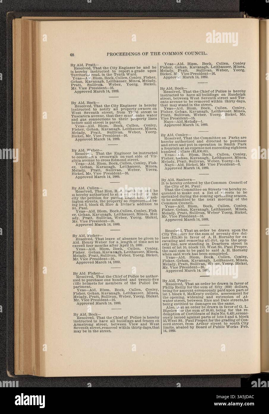 This 1889 document of the Common Council of Saint Paul provides minutes ...