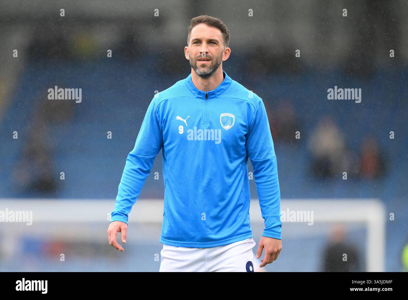 Will Grigg of Chesterfield warms up ahead of kick-off during the Sky ...