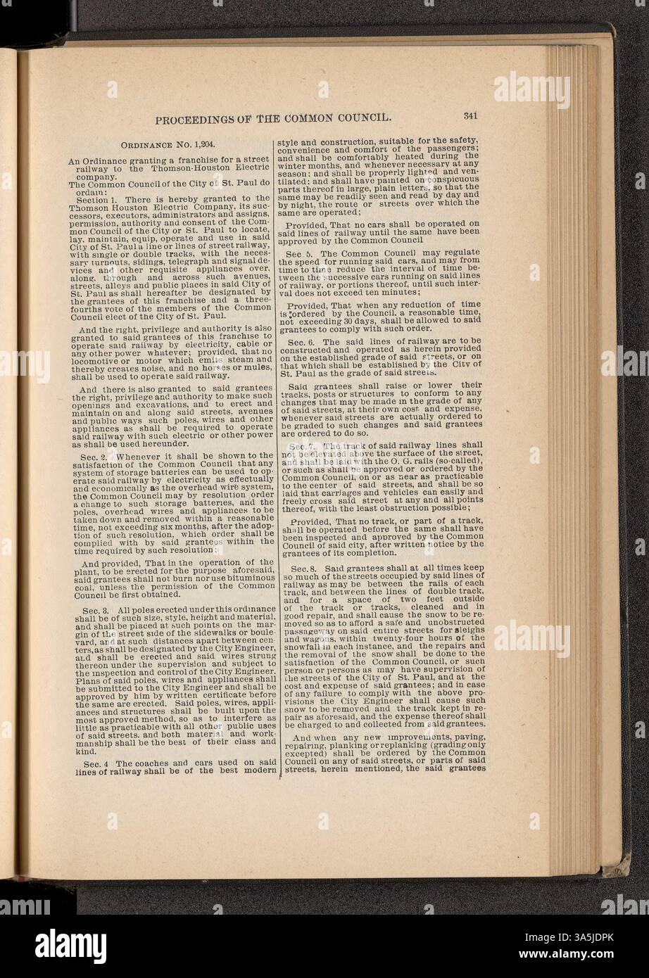 The 1889 proceedings of the Common Council of Saint Paul provide an ...