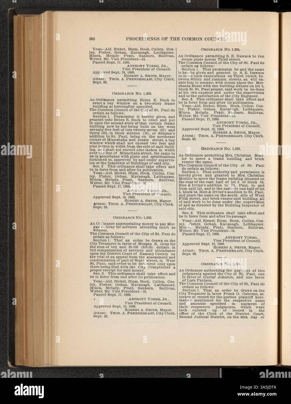 The 1889 minutes from the Common Council of Saint Paul capture key ...