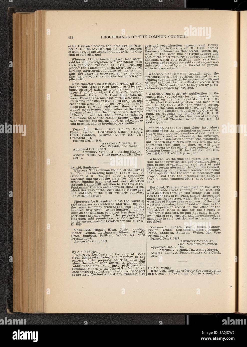The official minutes from the 1889 Common Council provide an accurate ...