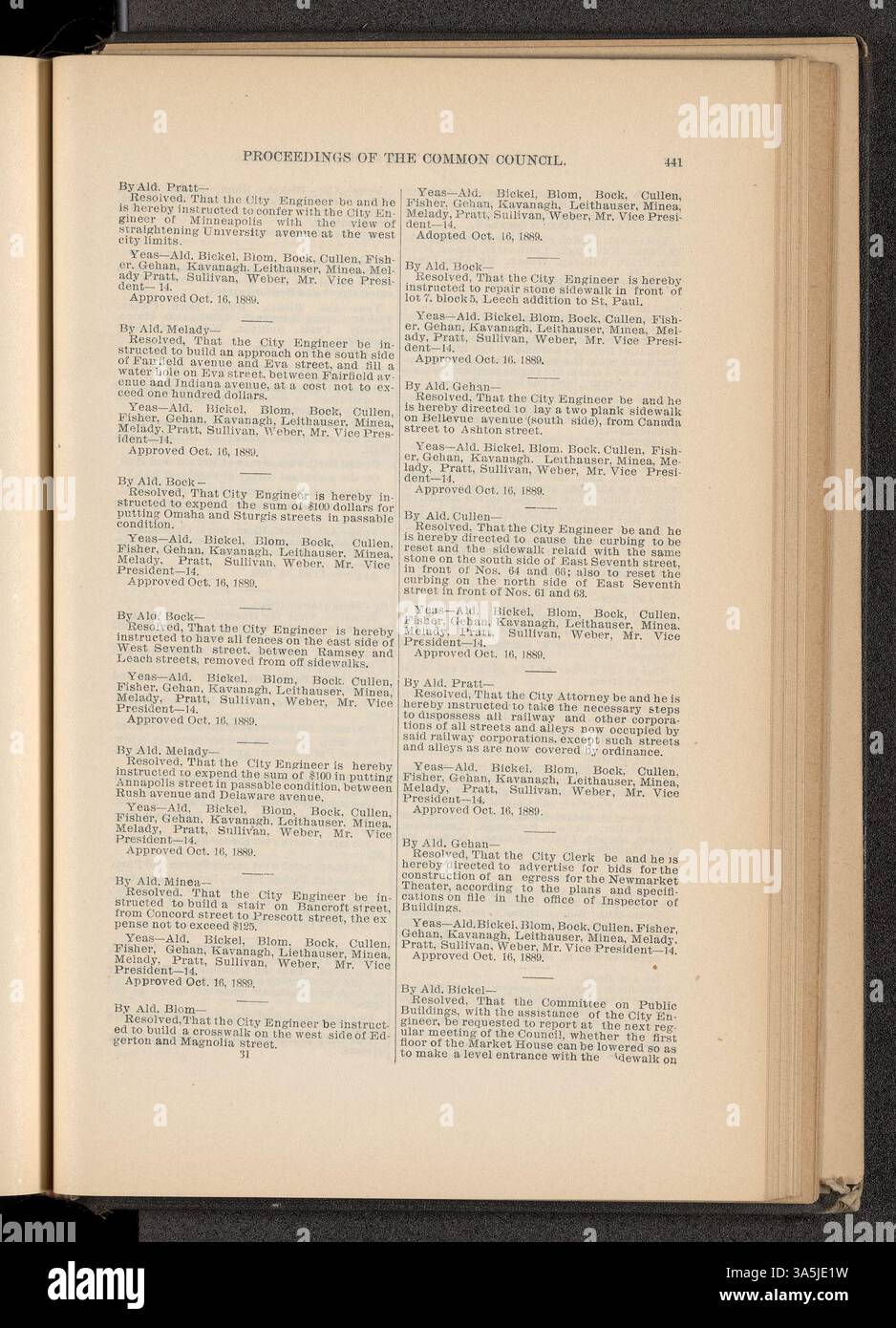 The minutes from the 1889 Common Council of Saint Paul document the key ...