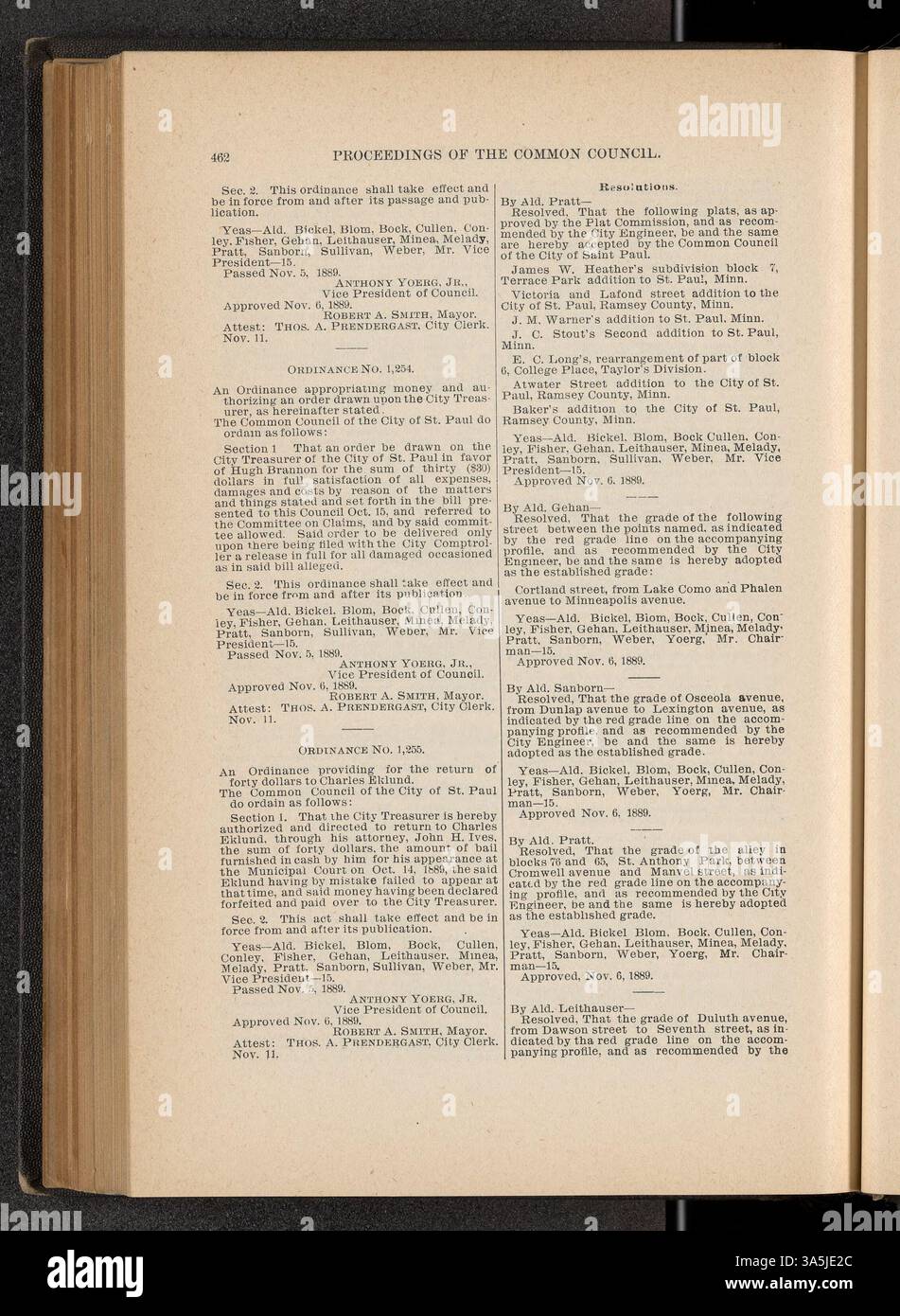 The minutes of the 1889 Common Council of Saint Paul provide a thorough ...