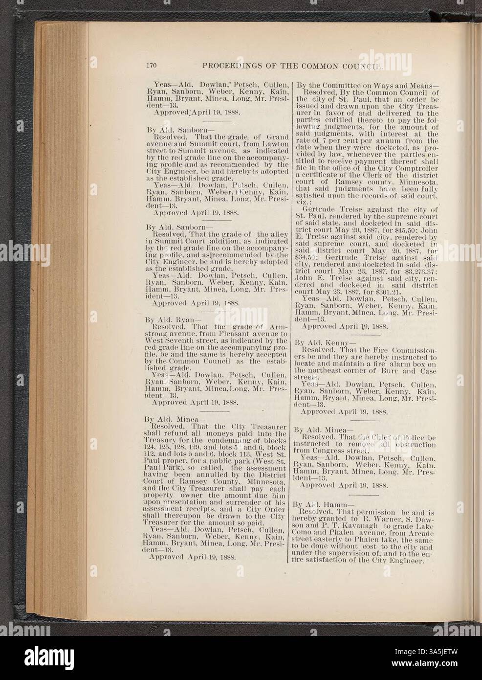 This record documents the 1888 meetings of the Common Council in Saint Paul, focusing on city ...