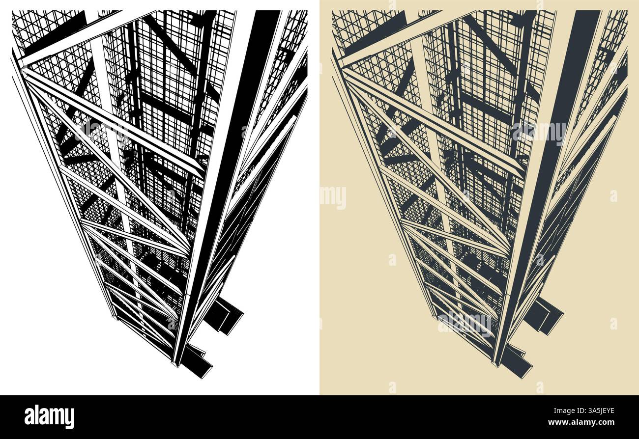 Caged industrial elevator. Warehouse cargo elevator stylized vector ...