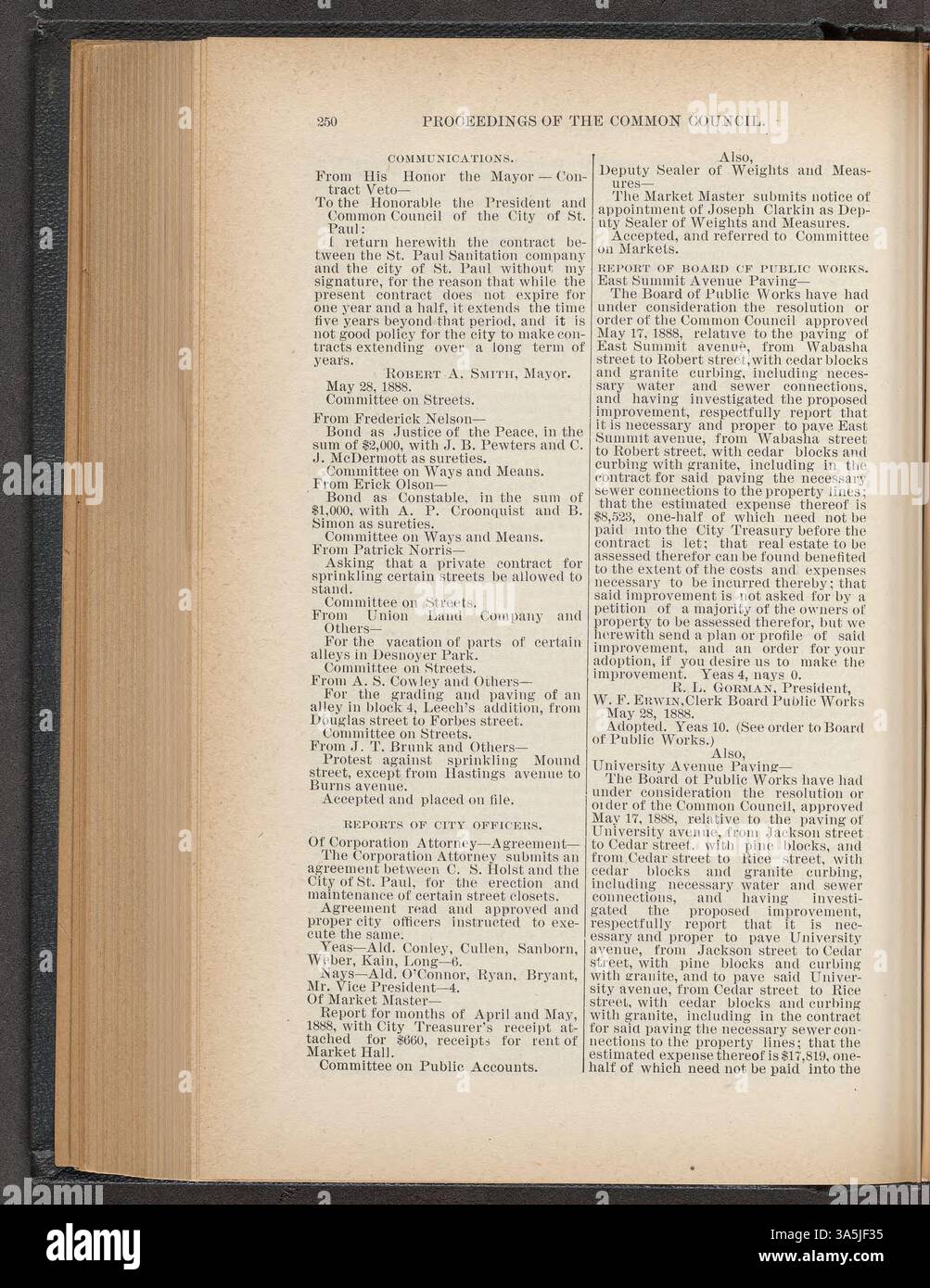 The minutes of the Common Council of Saint Paul for 1888 document key ...