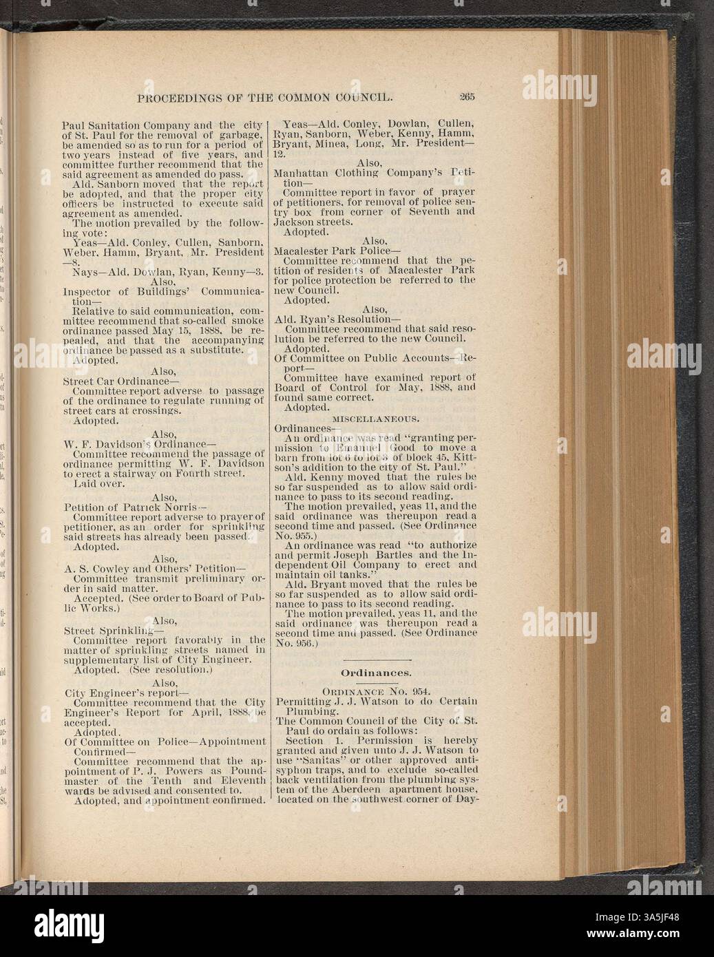 The minutes of the Common Council of Saint Paul for 1888 record the ...