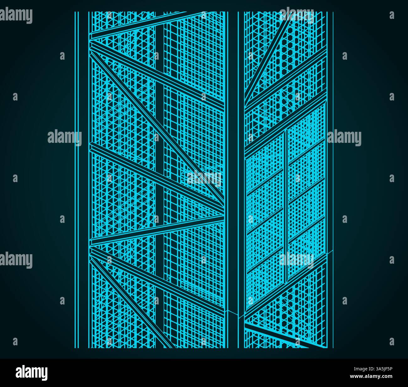 Caged industrial lift shaft. Warehouse cargo elevator stylized vector ...