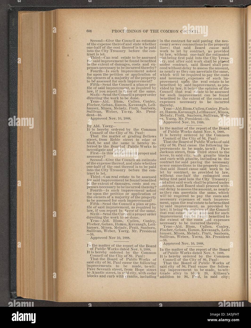The official records from the Common Council of Saint Paul in 1888 ...