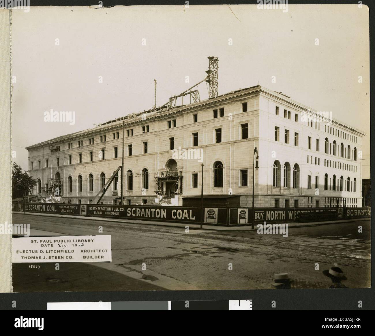 Construction work continues on the roof of the Central Library of the ...