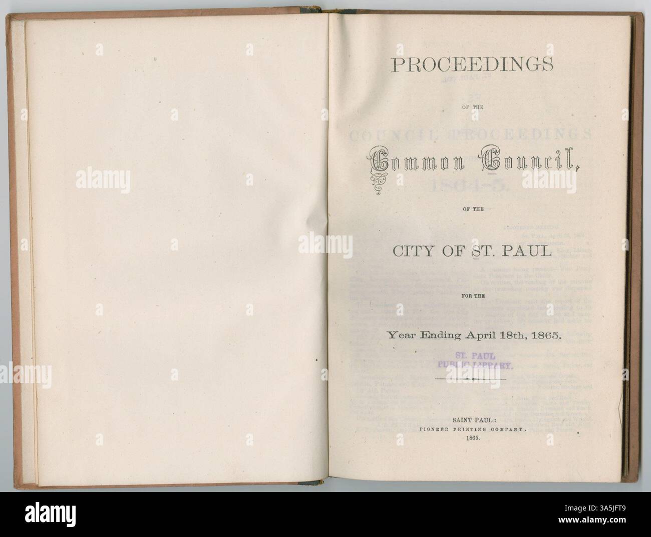 The 1864-65 proceedings of the St. Paul Common Council cover a range of ...