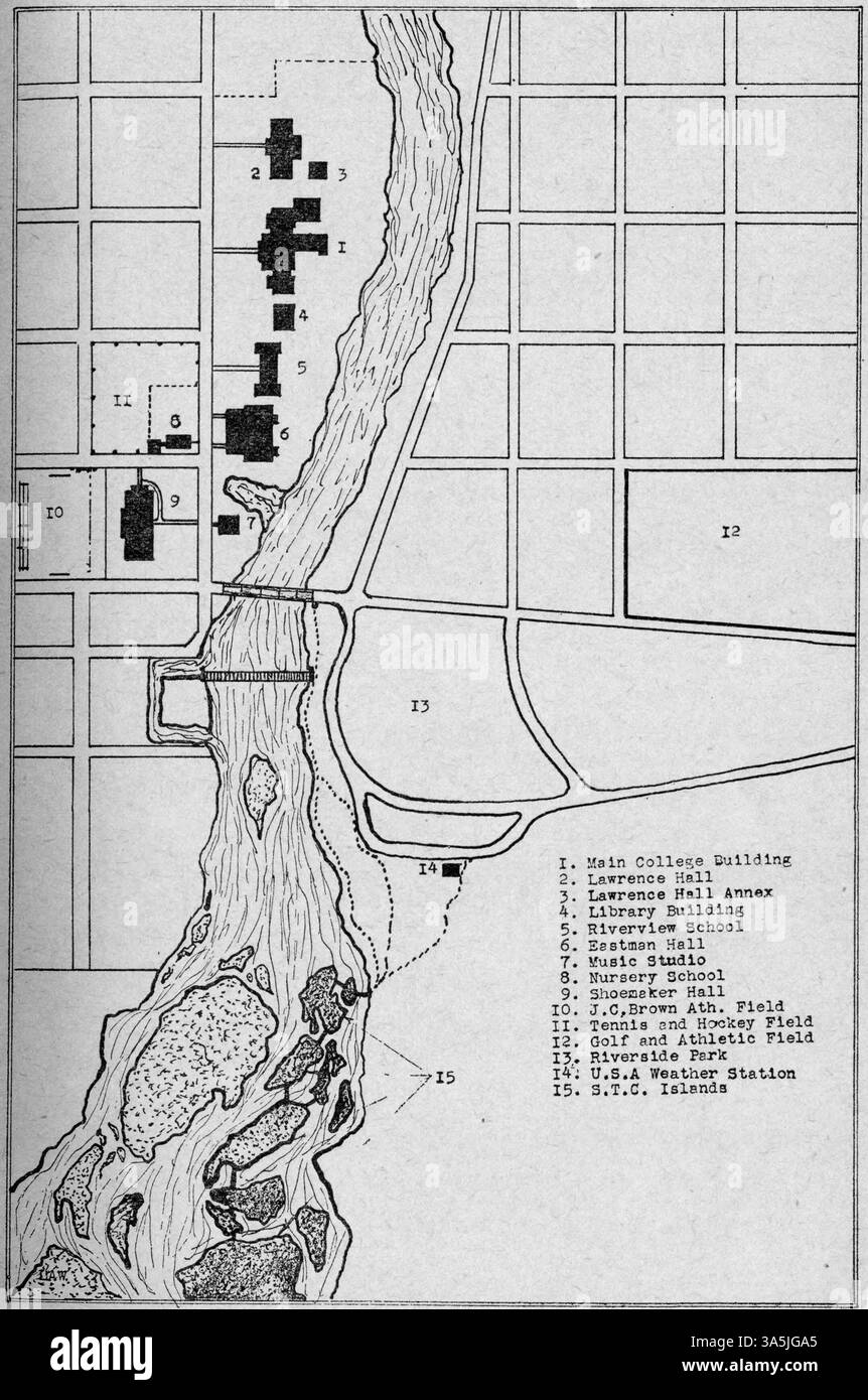 Black and white map of St. Cloud State University’s campus, featuring ...