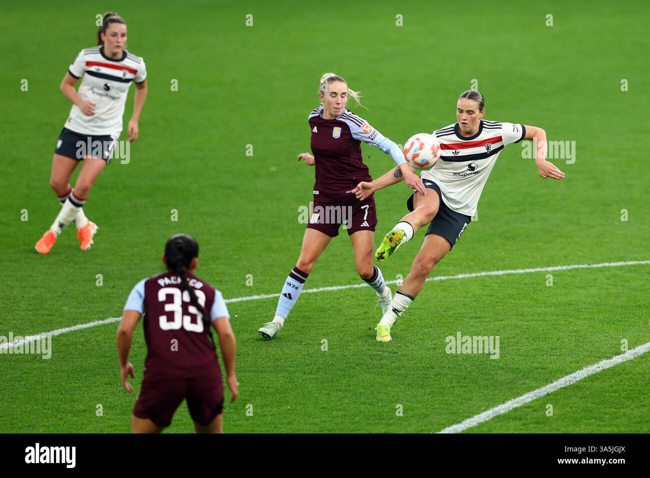 Birmingham, UK. 23rd Mar, 2025. Missy Bo Kearns of Aston Villa battles ...