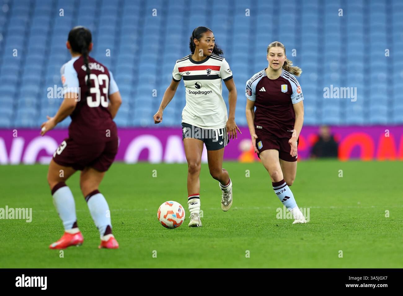 Birmingham, UK. 23rd Mar, 2025. Jayde Riviere of Manchester United runs ...
