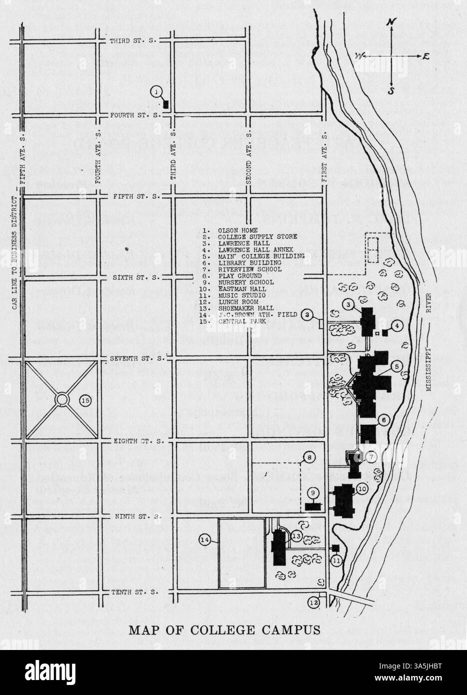 This black and white map depicts St. Cloud State University’s campus ...