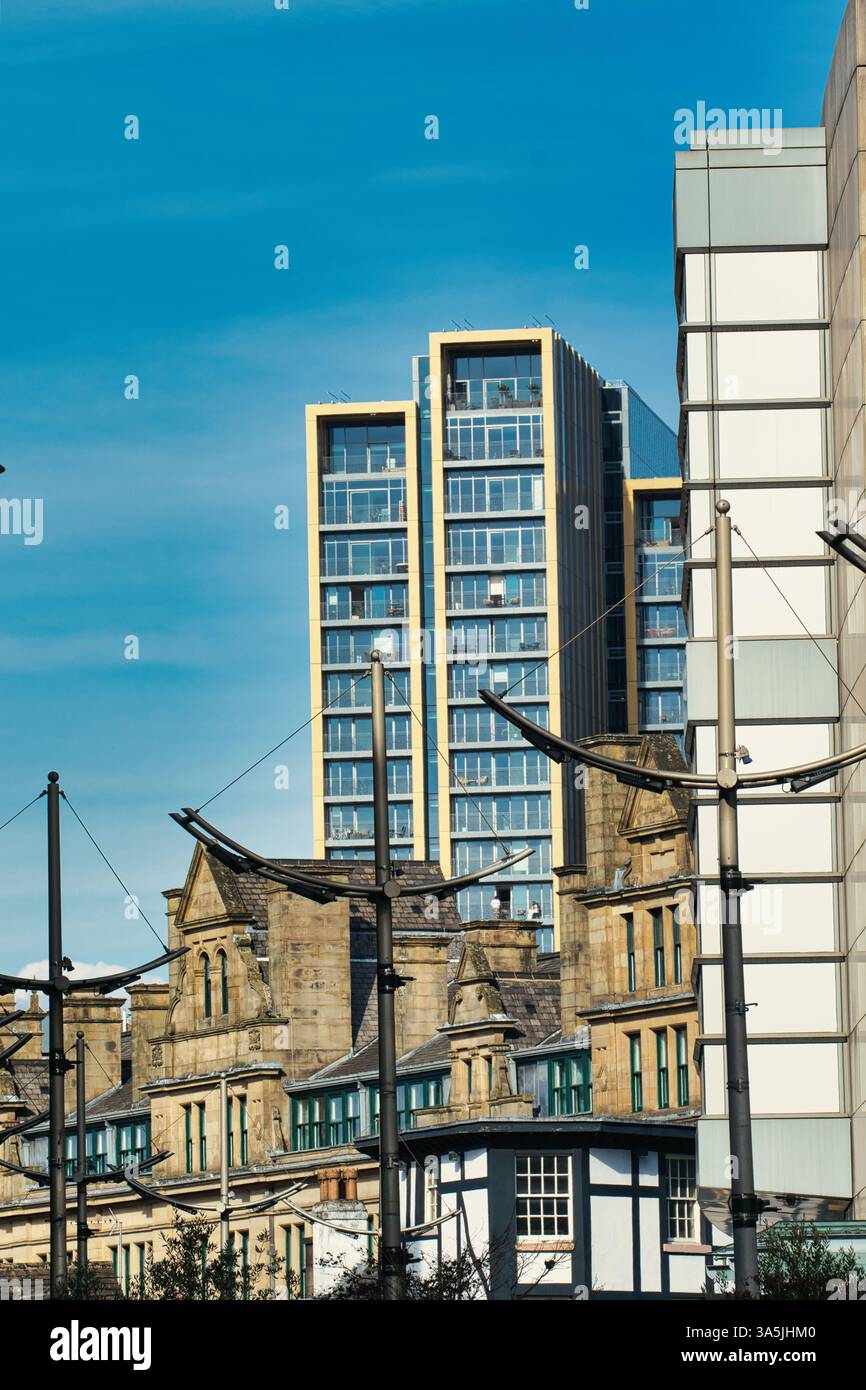 Urban landscape: Modern high-rise buildings behind traditional ...