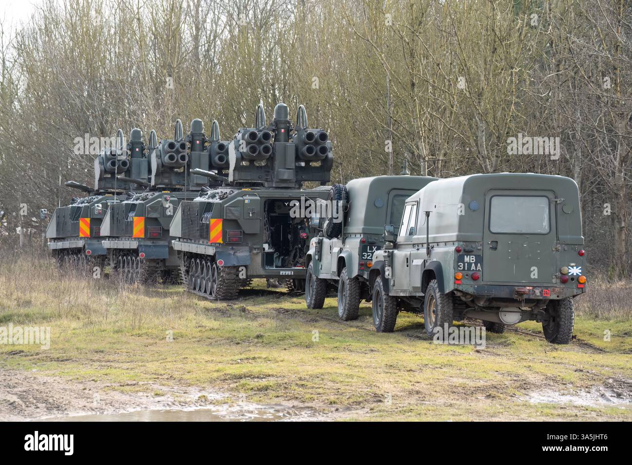 a convoy of British Army Alvis Stormer Starstreak CVR-T tracked ...
