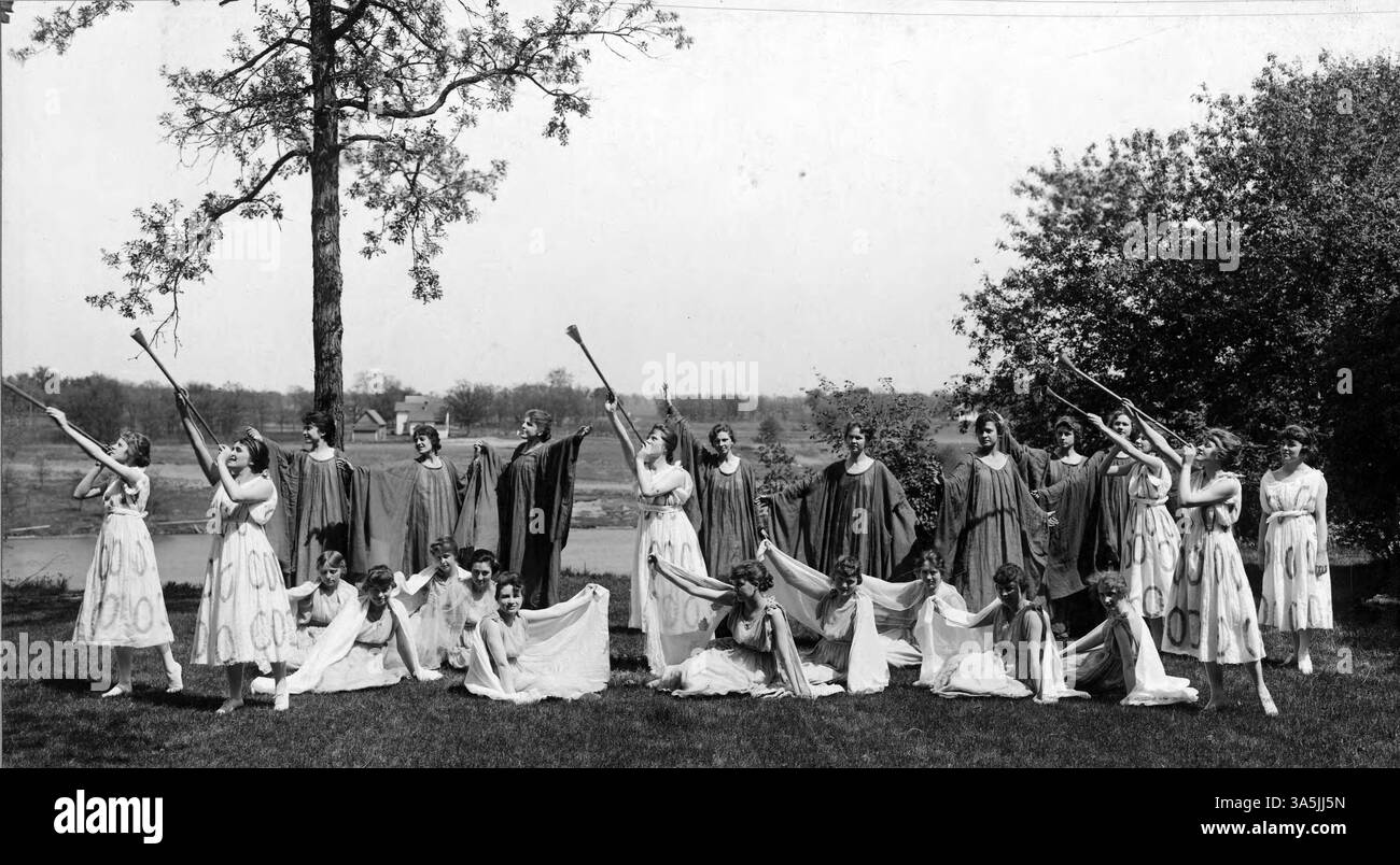 A photograph showing a group of women from the 'Patriotic Pageant' at ...