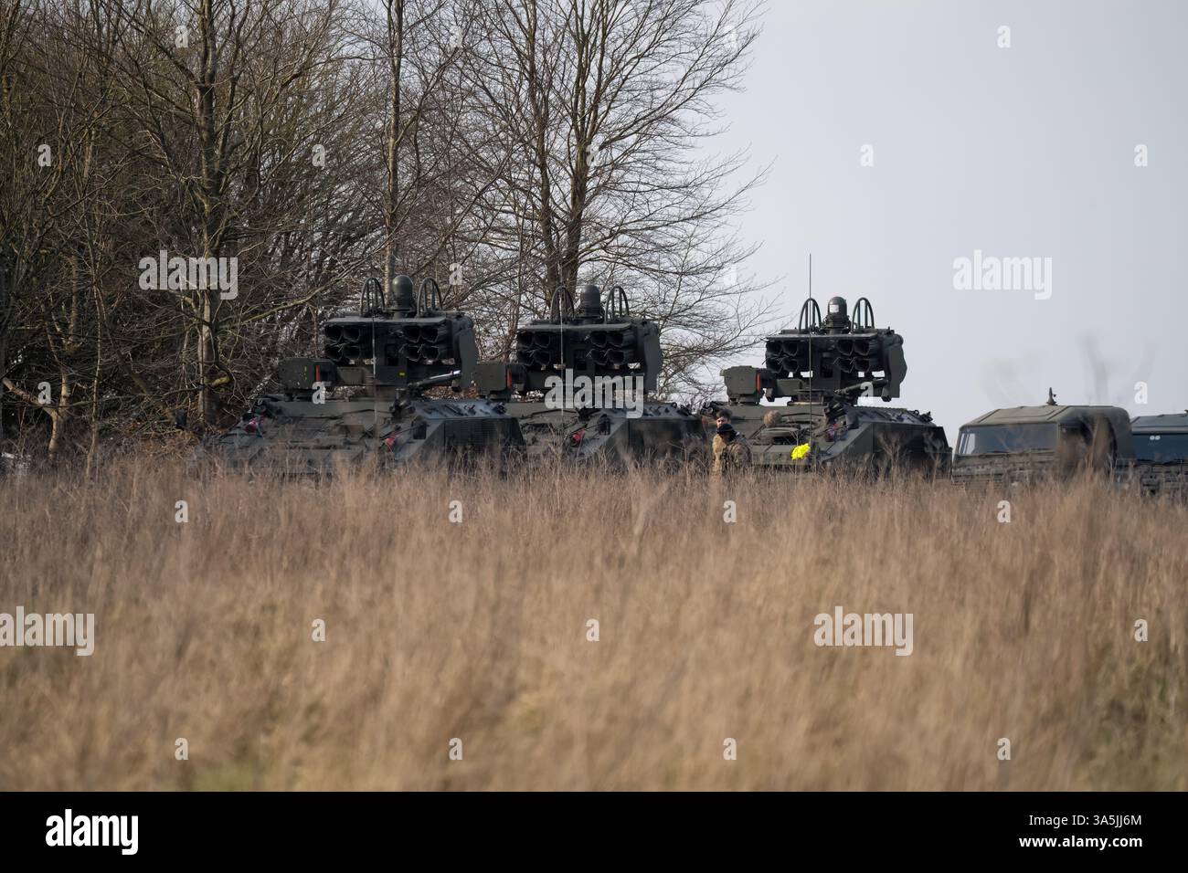 a convoy of British Army Alvis Stormer Starstreak CVR-T tracked ...