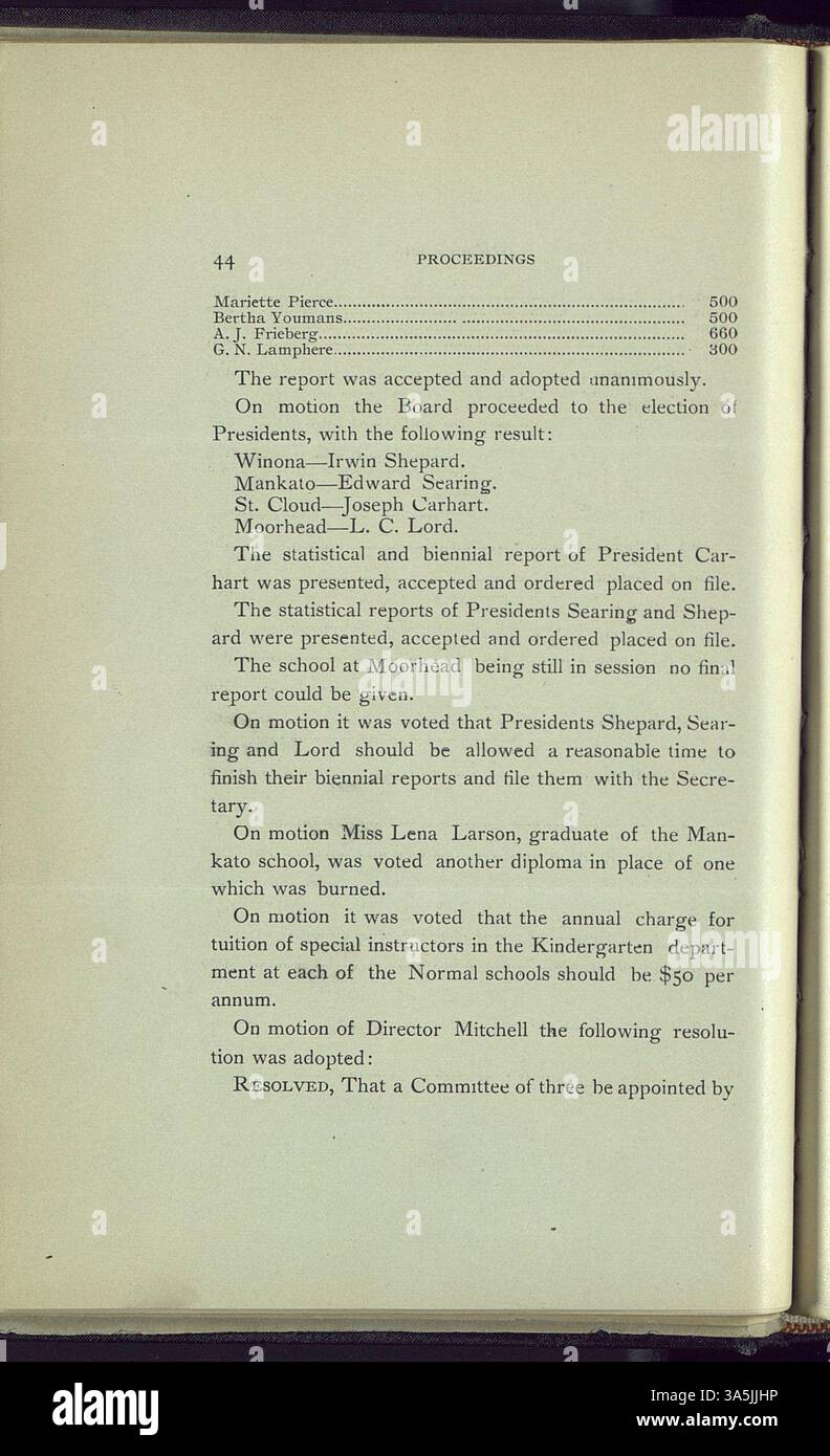 The minutes of the State Normal Board from 1890 to 1903 document the ...