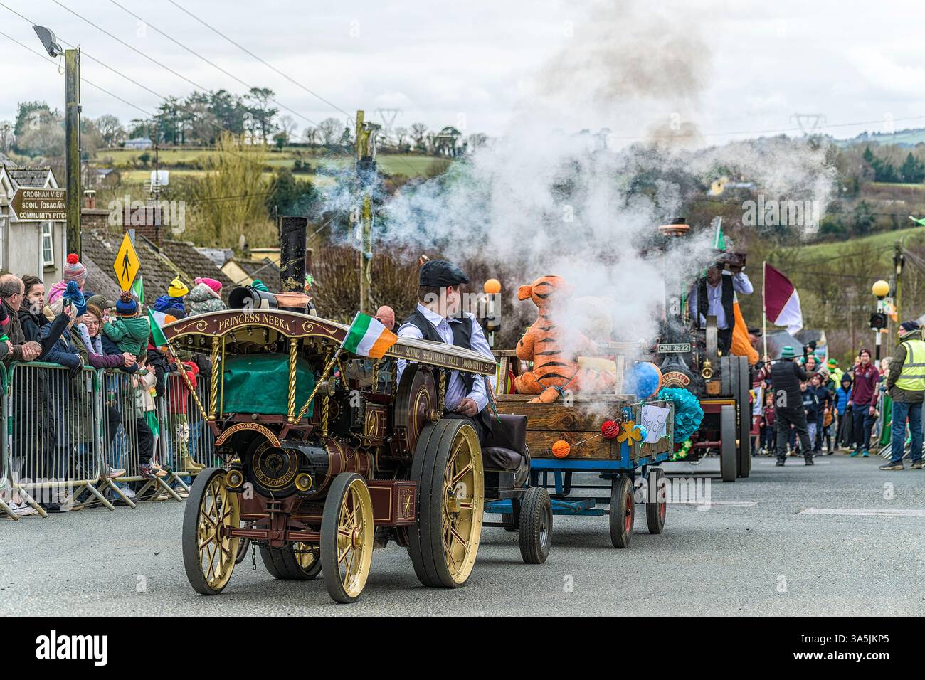 St. Patrick Parade. Coolgreany, Ireland. 2025 A vintage steam engine ...