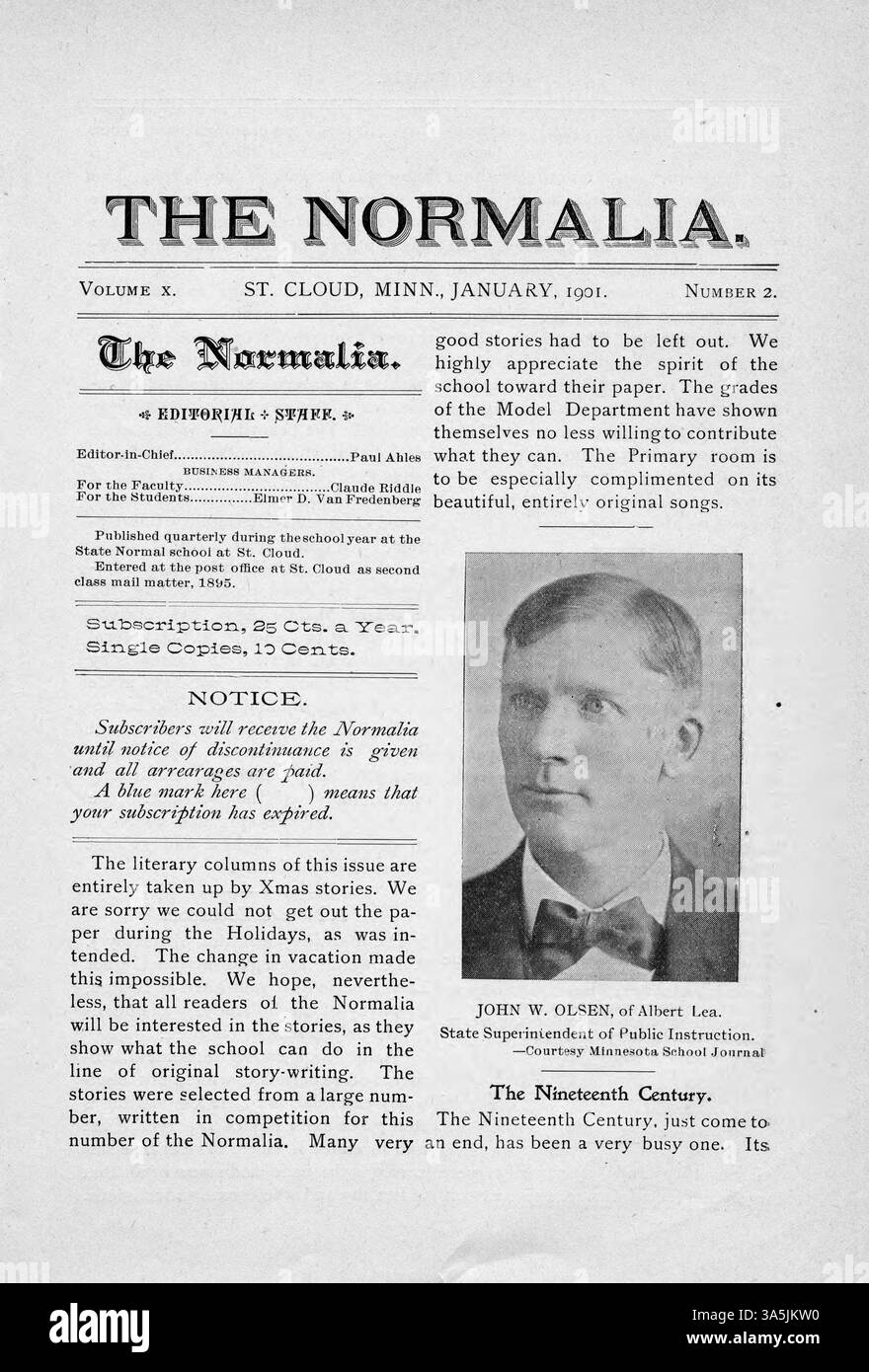 The January 1901 edition of The Normalia includes articles such as 'The ...